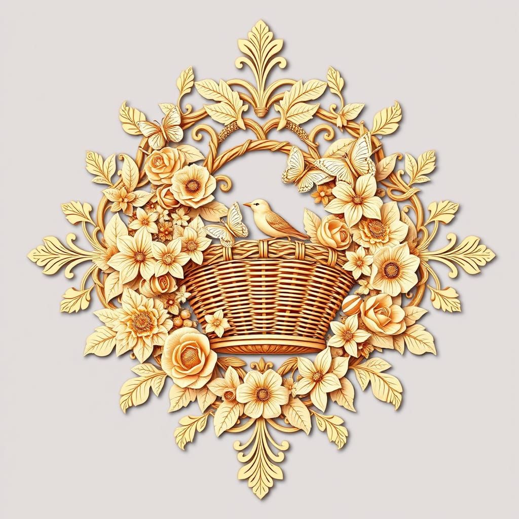 Generate a laser-ready 2D vector file (SVG, AI, DXF) of a Baroque ...