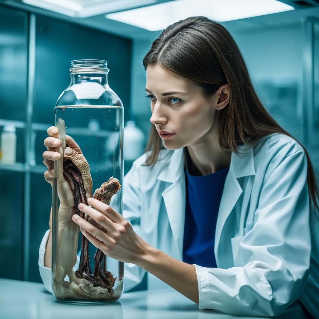 Scientist examining alien species - AI Generated Artwork - NightCafe Creator