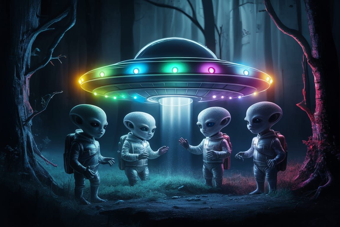 Little Gray Aliens: "Cute But They Know It" - AI Generated Artwork ...