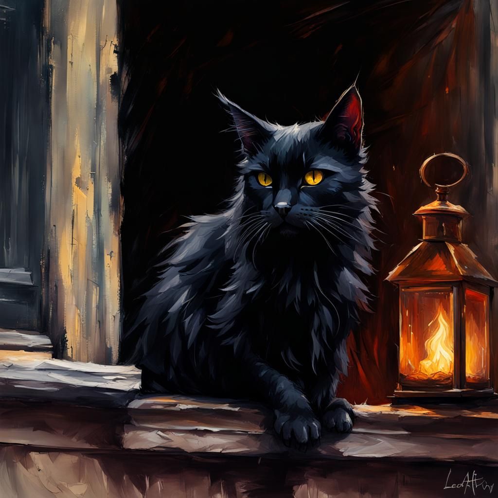 Scraggly Black Cat - AI Generated Artwork - NightCafe Creator