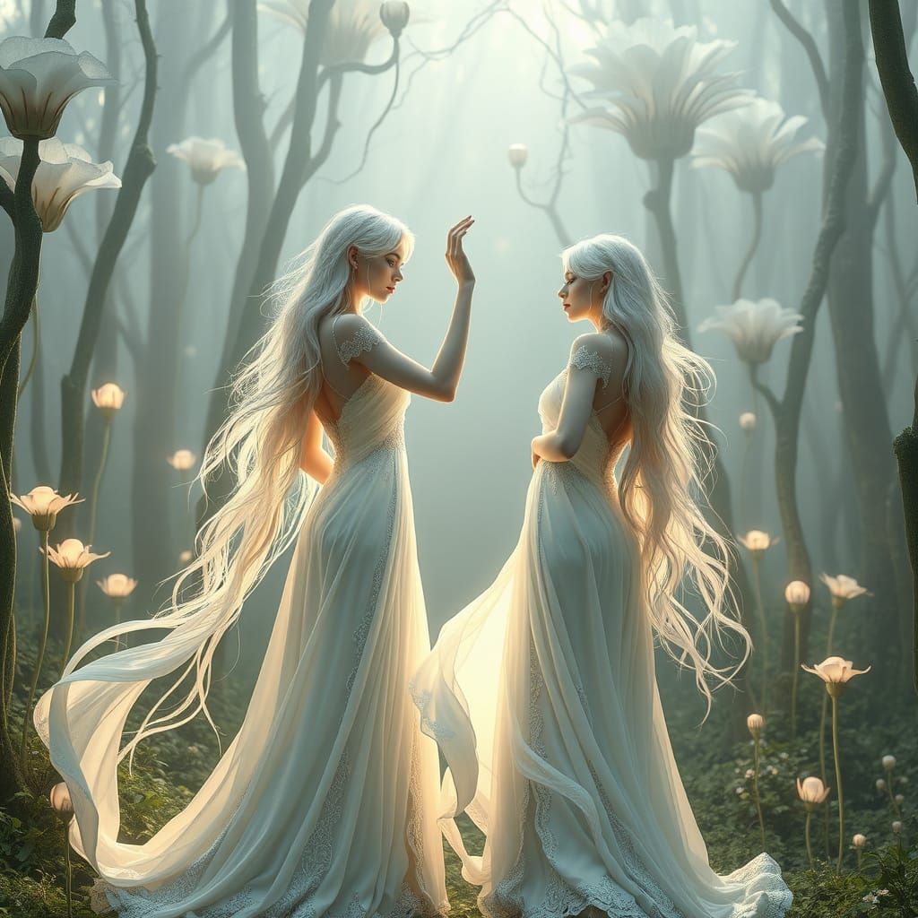 Ethereal Goddesses Dance in Mystical, Dreamlike Fo... - AI Art