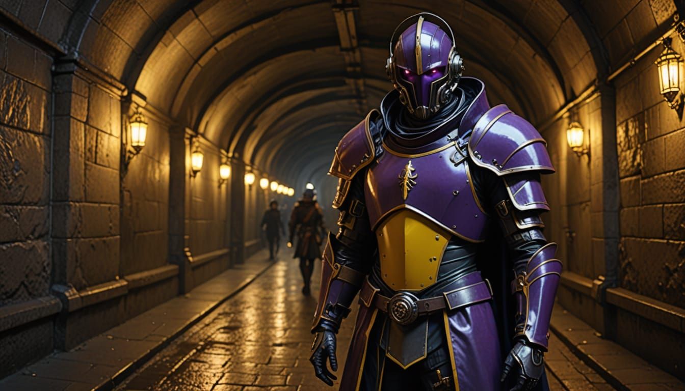 Cyborg Vampire in 17th Century Parisian Tunnel - AI Art