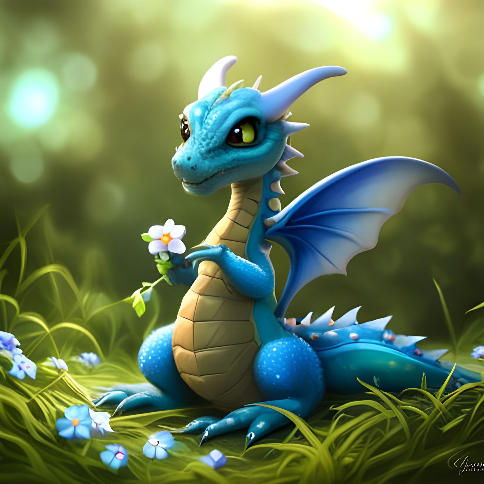 blue baby dragon - AI Generated Artwork - NightCafe Creator