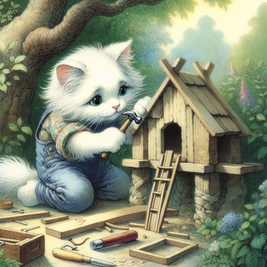 The Cat Carpenter: for the best treehouses - AI Generated Artwork ...