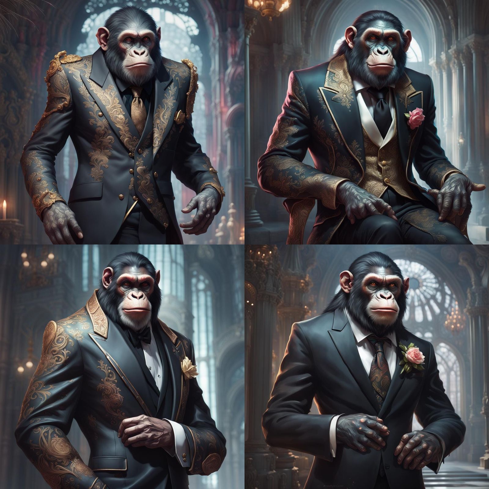 A anthropomorphic Ape wearing a fancy black suit - AI Generated Artwork ...