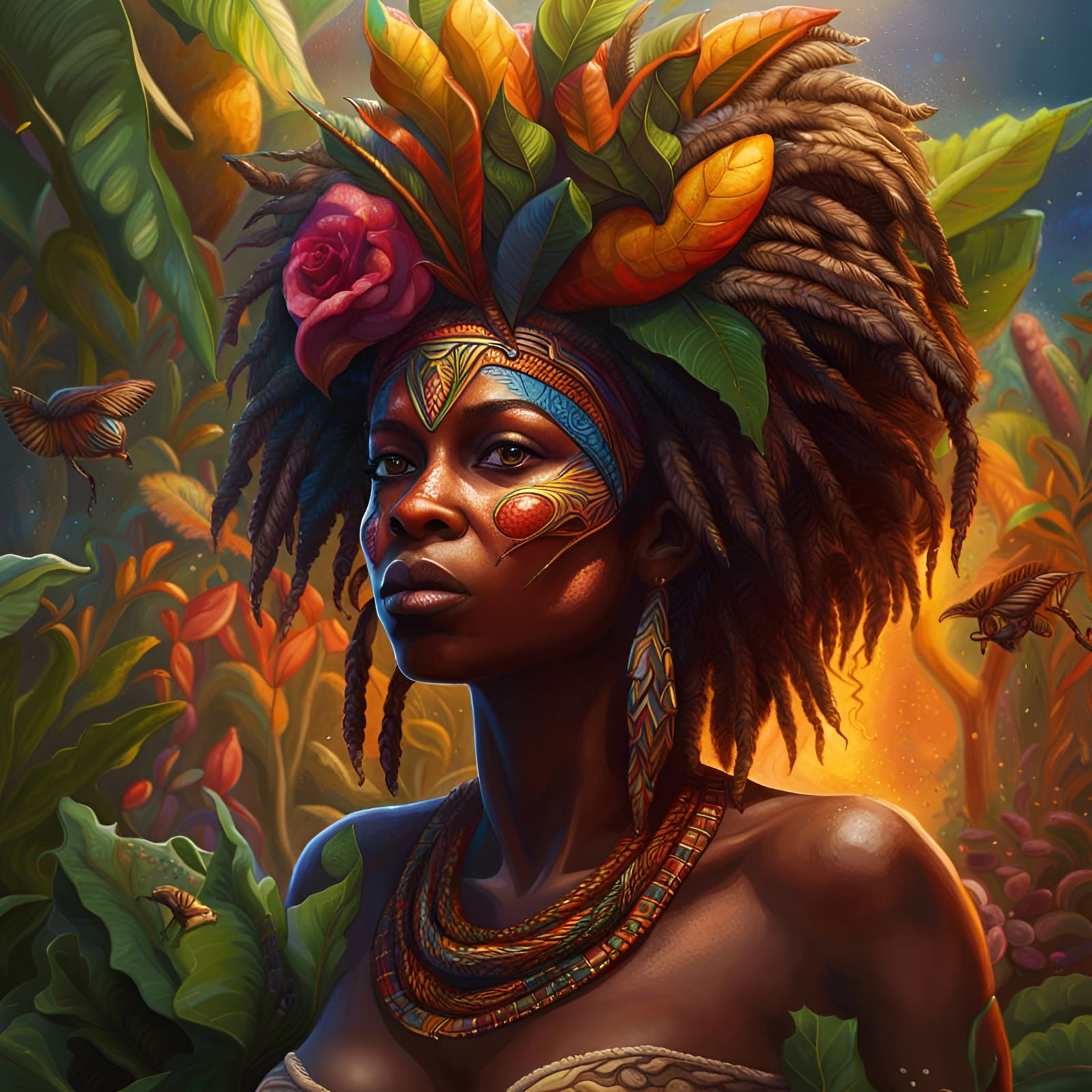 African LIllith leaving the garden of eden - AI Generated Artwork - NightCafe Creator