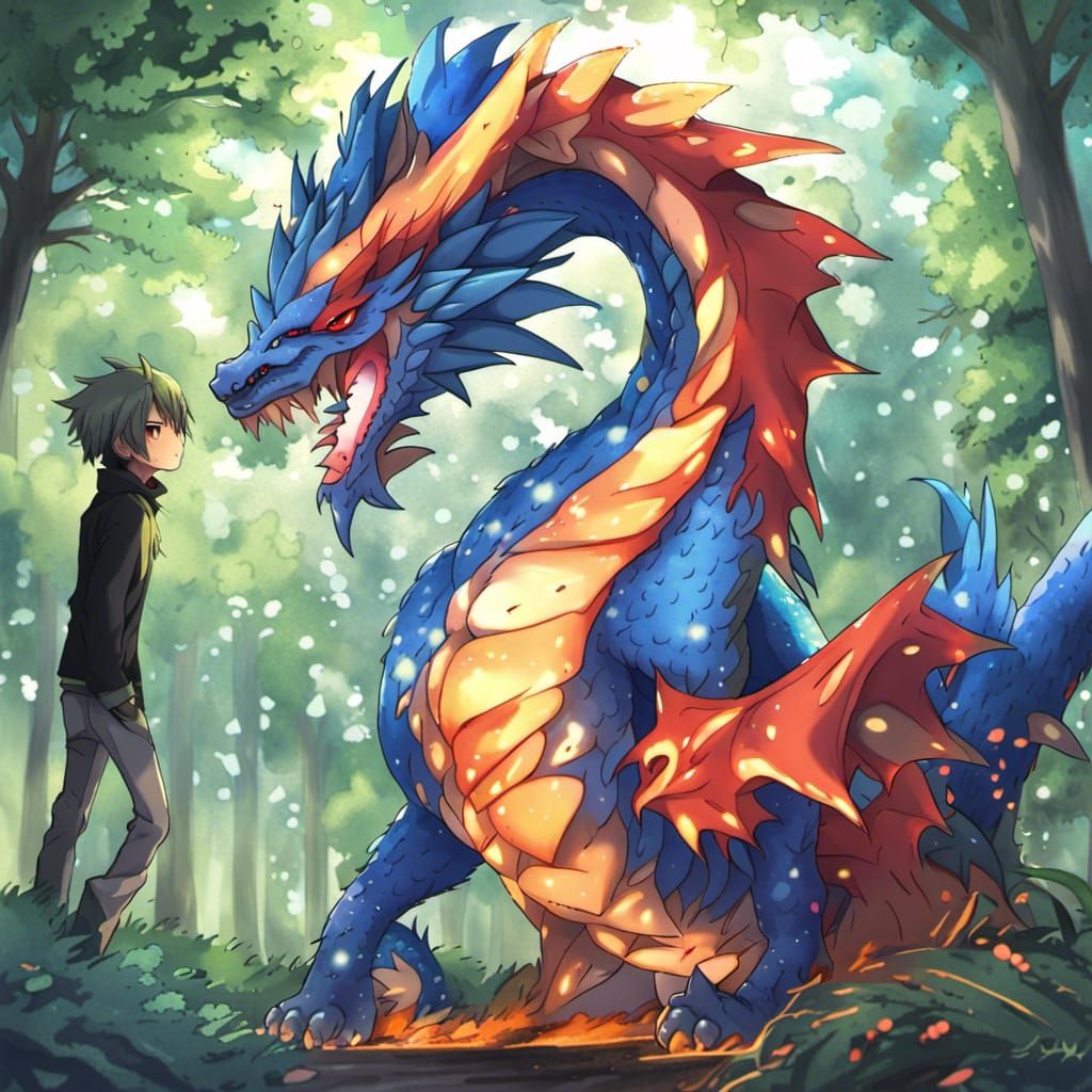 anime blue fire dragon - AI Generated Artwork - NightCafe Creator