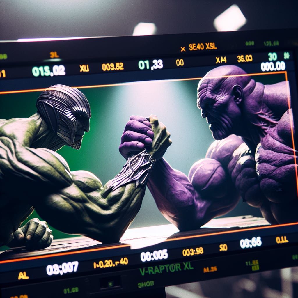 Thanos arm wrestling The Incredible Hulk - AI Generated Artwork ...