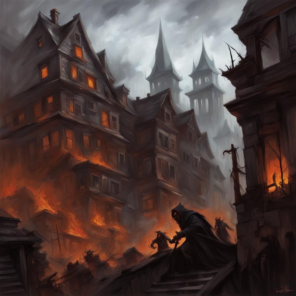 Under siege town - AI Generated Artwork - NightCafe Creator