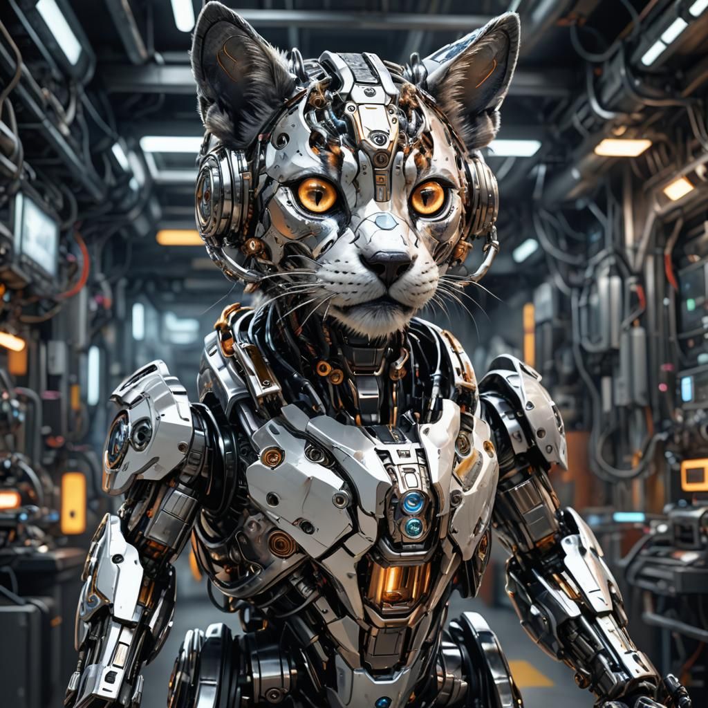 Cyborg cat - AI Generated Artwork - NightCafe Creator