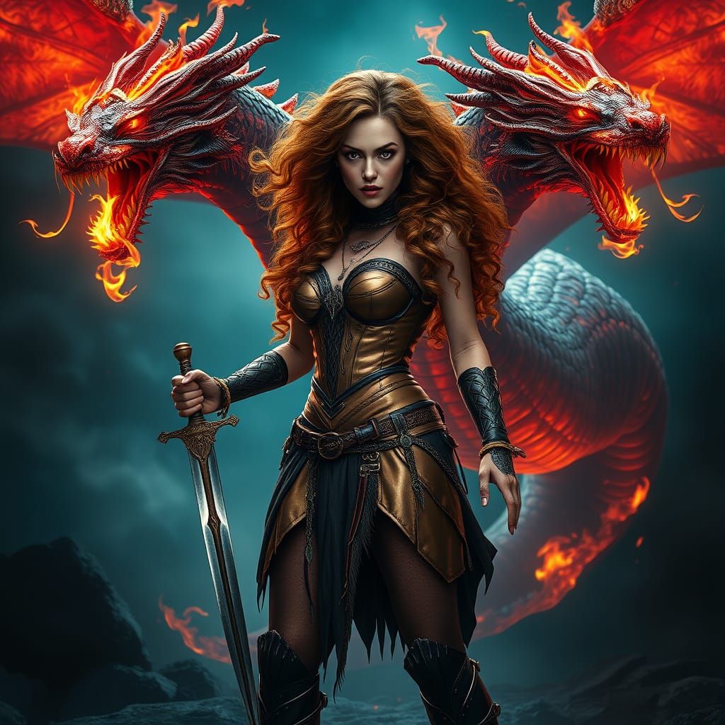 Red warrior #1 - Mystical Warrior Goddess in Steampunk Regal...