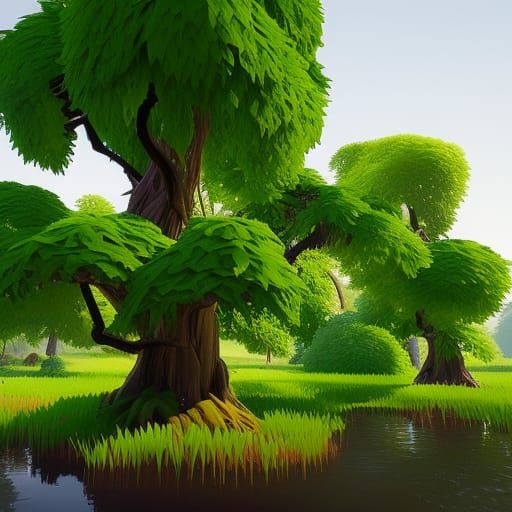 a swamp tree design, 3D render, Z-Brush sculpt, fortnite style - AI ...
