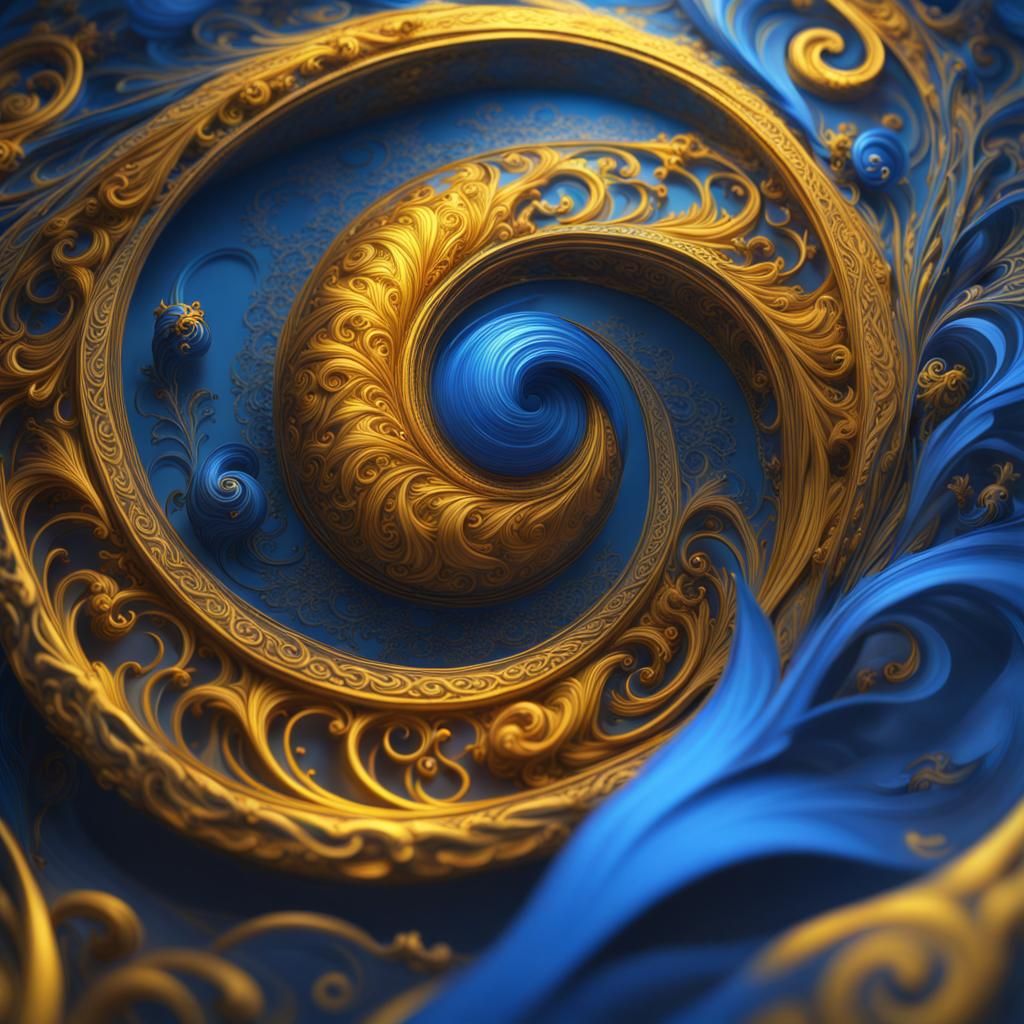 swirls of holy angelic magic in bright blue, yellow, and gold - AI ...