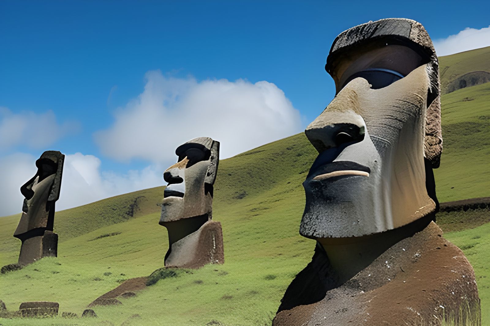 Moai Easter Island Statues Painting - AI Generated Artwork - NightCafe ...