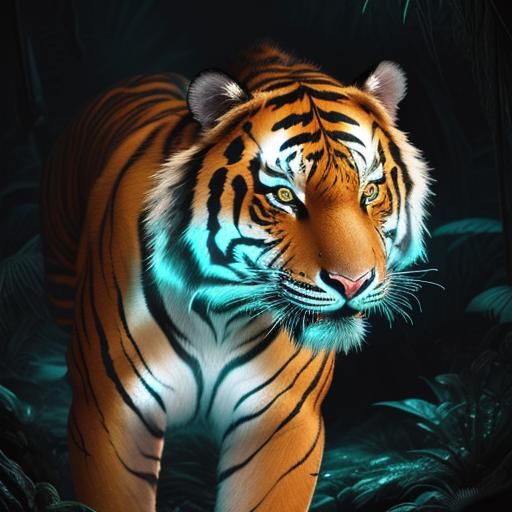STUNNINGLY BEAUTIFUL very detailed Bioluminescence Tiger FINELY ...