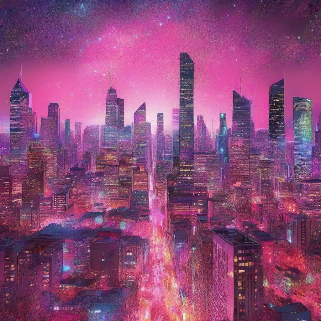 Shimmering pink cityscape - Shimmering pink cityscape