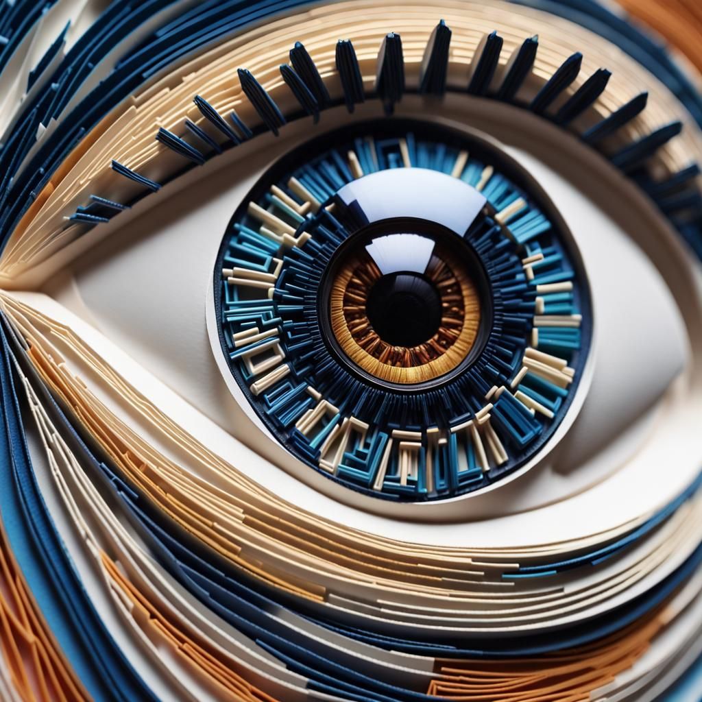 Bionic blue eye made from paper - AI Generated Artwork - NightCafe Creator