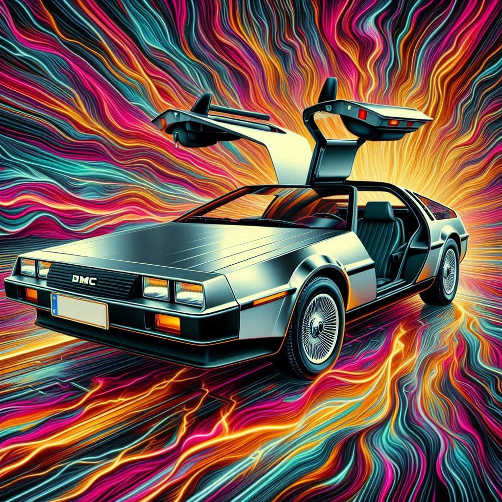 Squiggly: 1981 DMC DeLorean - AI Generated Artwork - NightCafe Creator