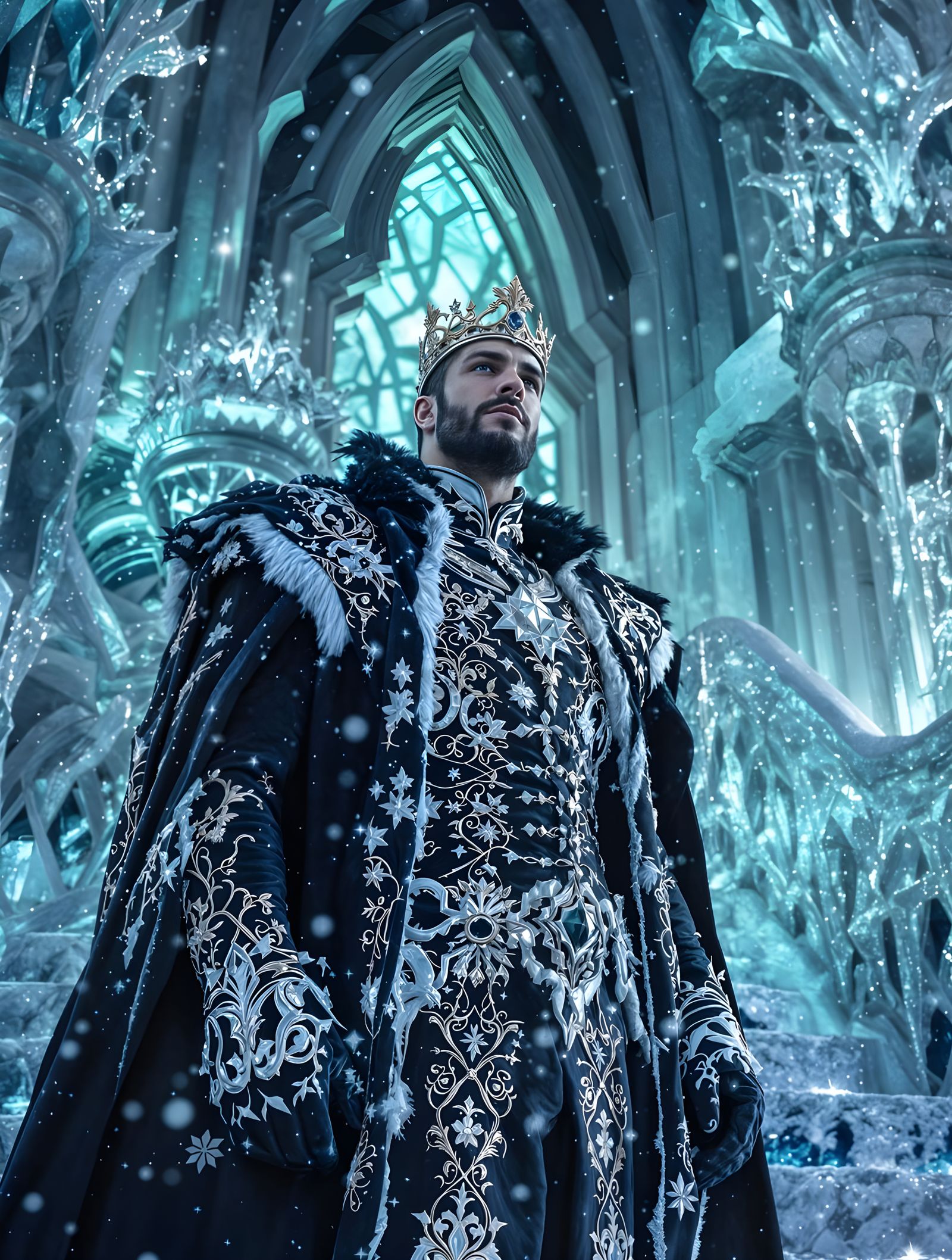 The Ice Prince - Majestic Ice Prince in Lavish Dark Attire,