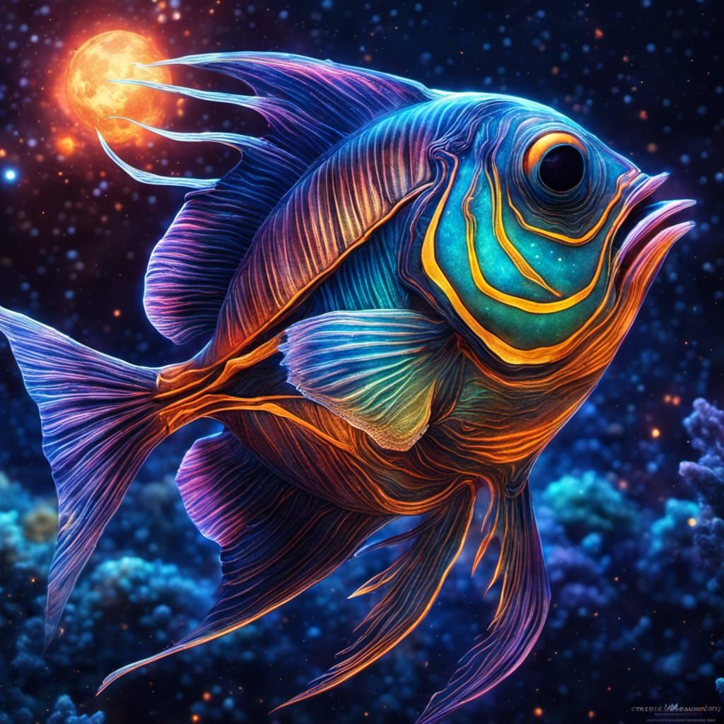 Bioluminescent alien fish - AI Generated Artwork - NightCafe Creator