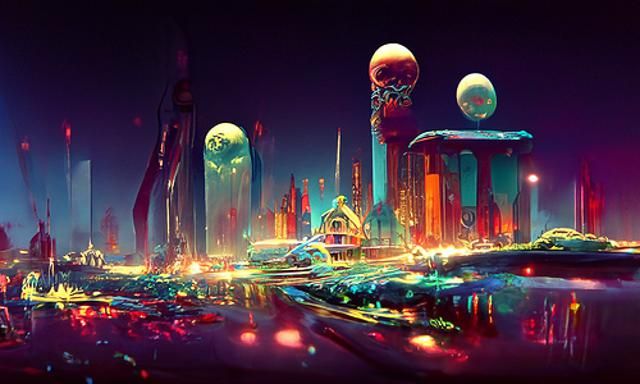 Intergalactic city - AI Generated Artwork - NightCafe Creator