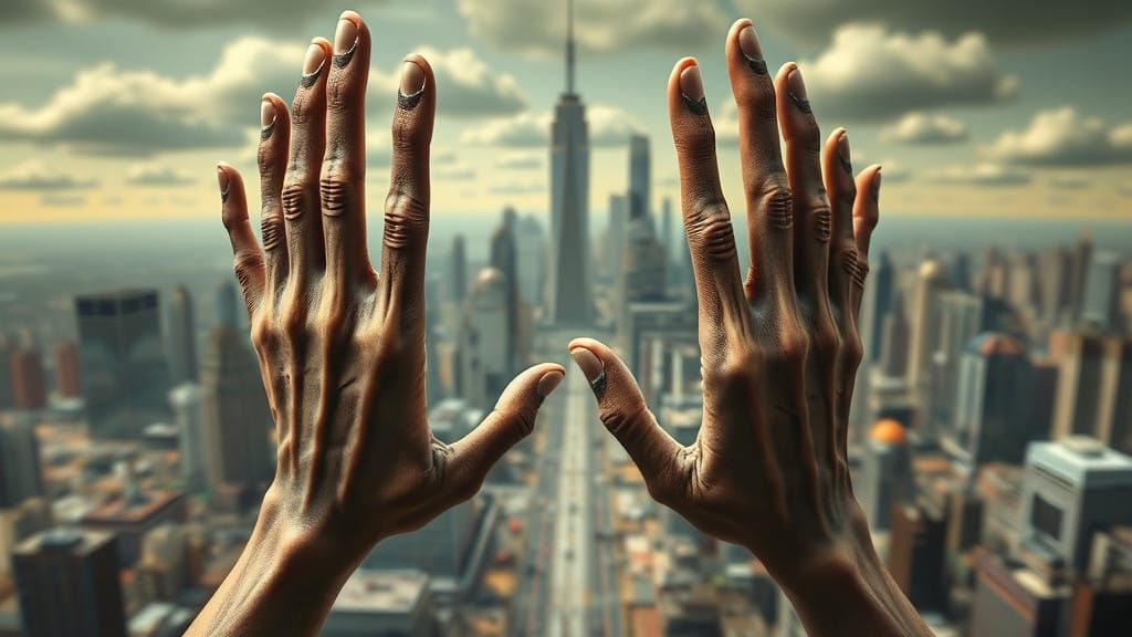 Distorted Futuristic Metropolis in a Dreamlike Aes... - AI Art