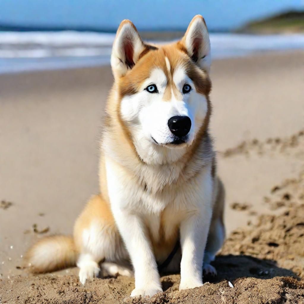 husky at the beach - husky at the beach