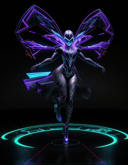 Neon Monster - Cyberpunk Goddess of Neon Dreams