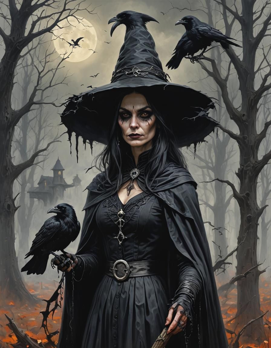 ravens gothic witch - AI Generated Artwork - NightCafe Creator