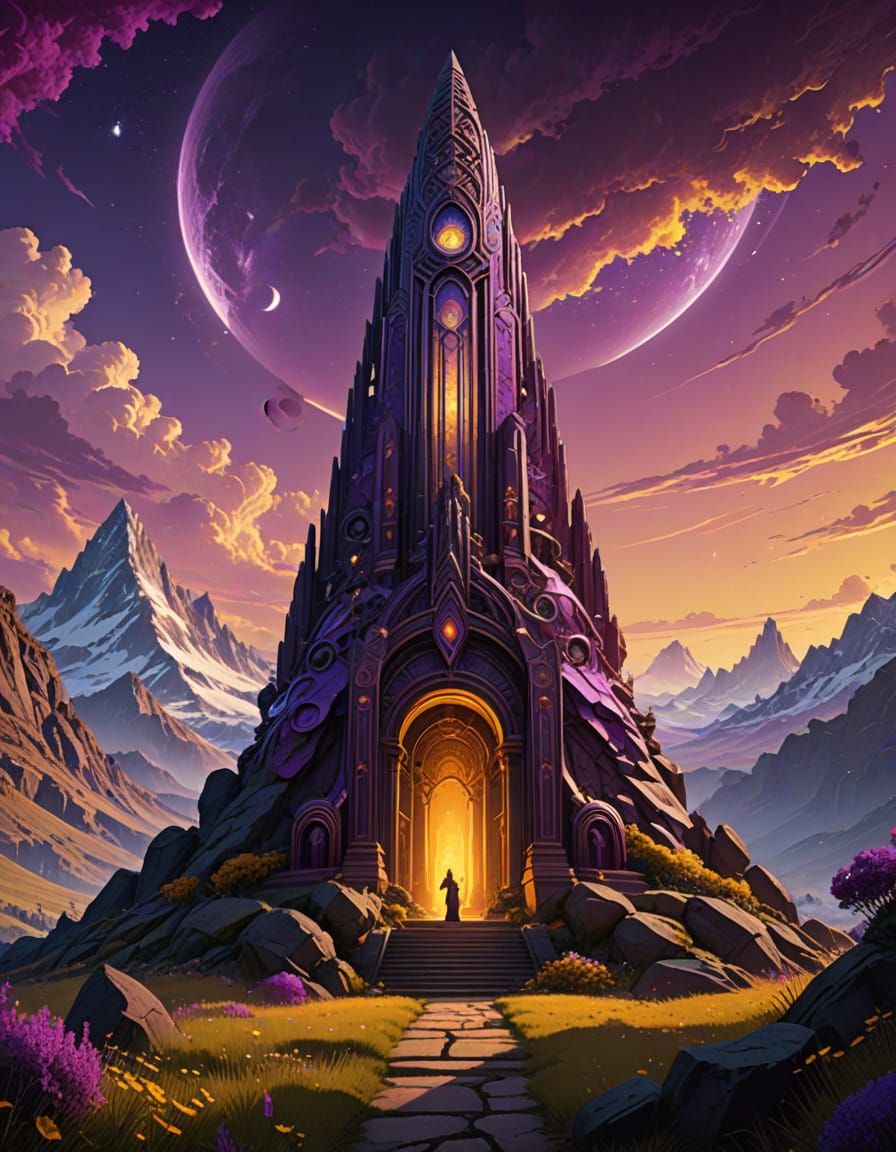 Ancient Magical Obelisk in a Fantastical Landscape - AI Art