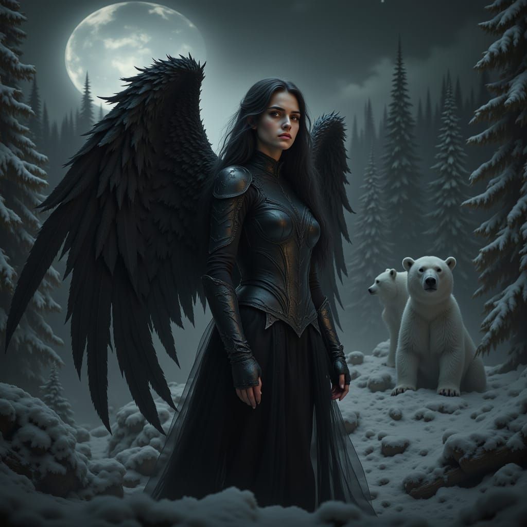 The Dark Angel Nyx, out with the Frost Angel's pets...