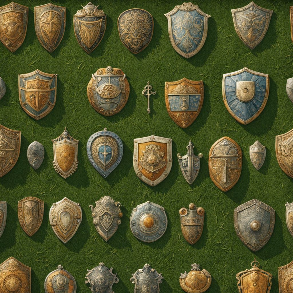 Wall of Shields - Vast Field of Unique Shields in Vibrant Co...