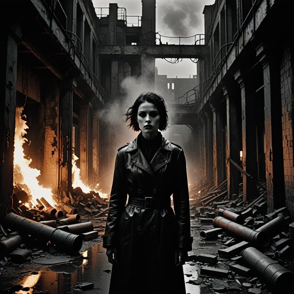 Goth Fashion Model in Industrial Decay, Film Noir ... - AI Art