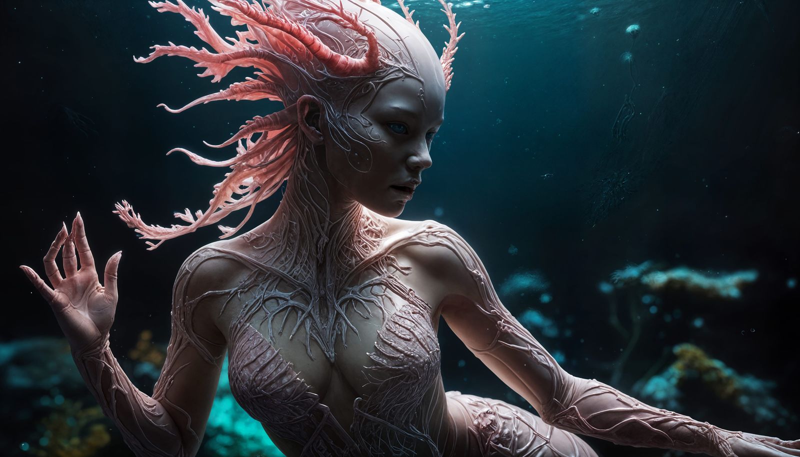 Nereida, an alien axolotl woman - Ethereal Axolotl Alien in ...