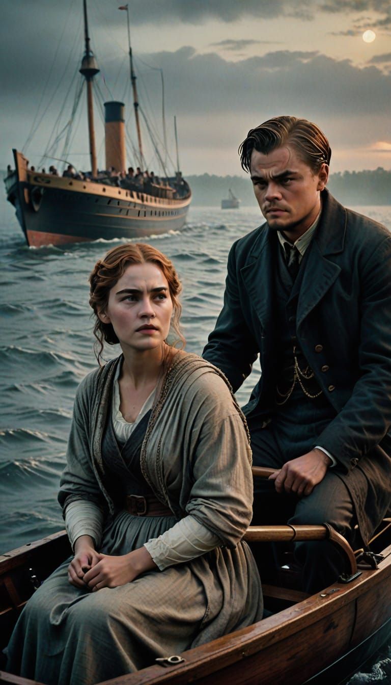 Ethereal Moonlit Lifeboat Scene - AI Art