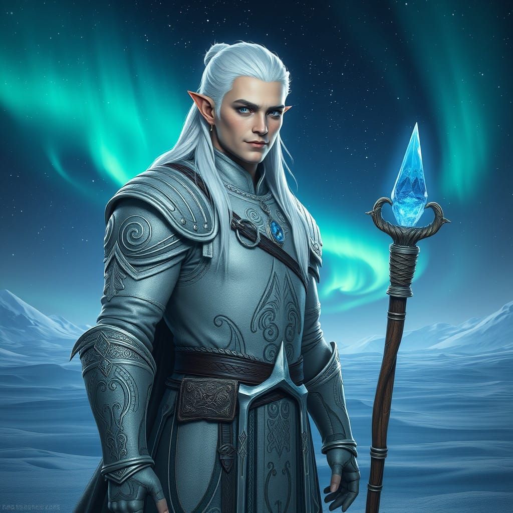 Ethereal Snow Elf Stands Tall in Frosty Nighttime ... - AI Art