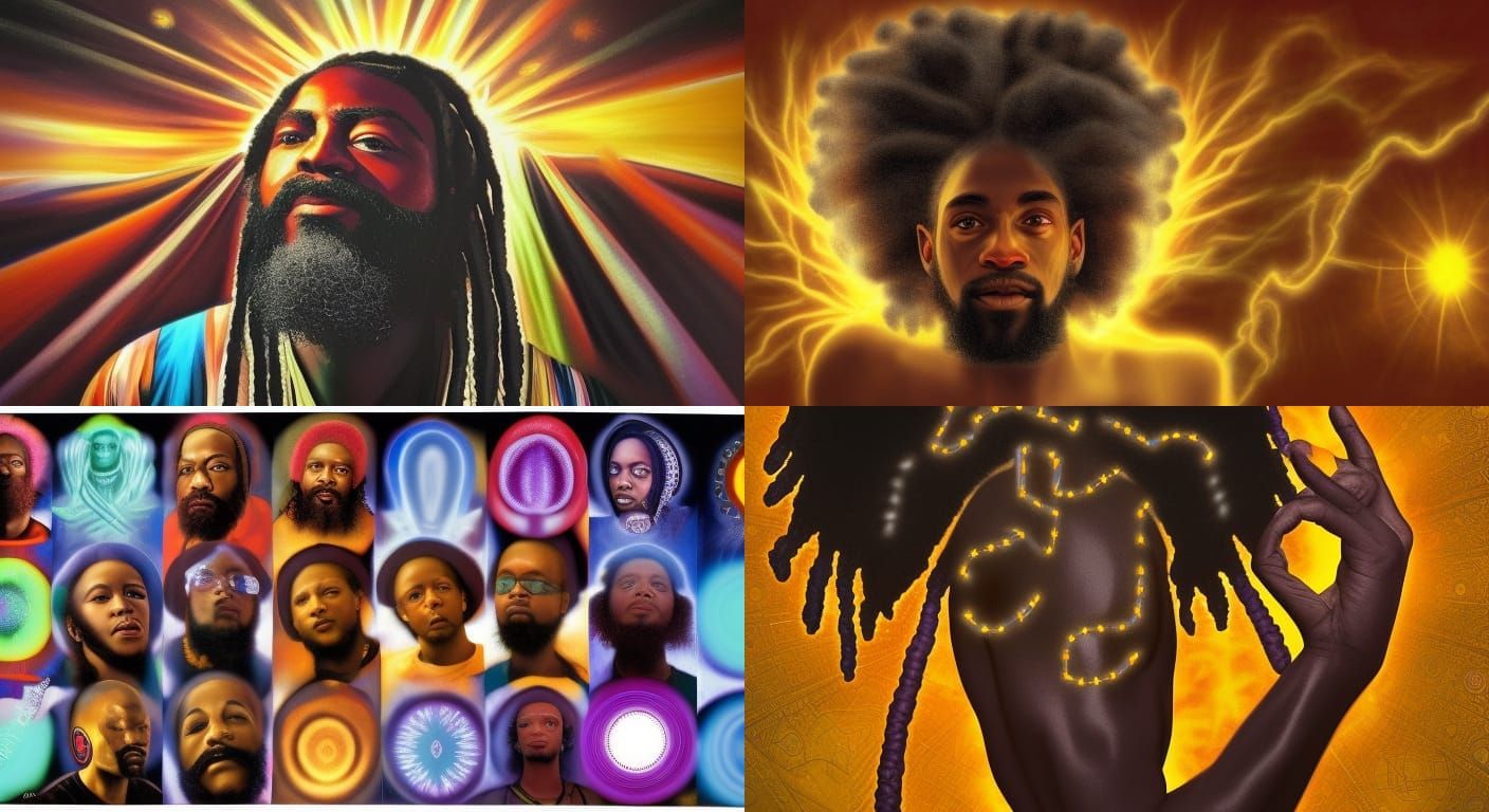 Black Israelites engulfed in darkness emanating light from within with ...