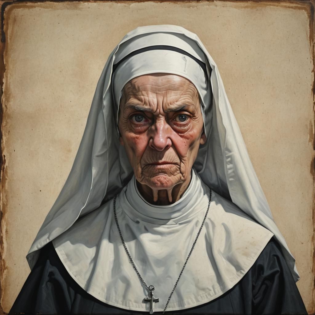 Portrait of a grumpy nun - AI Generated Artwork - NightCafe Creator