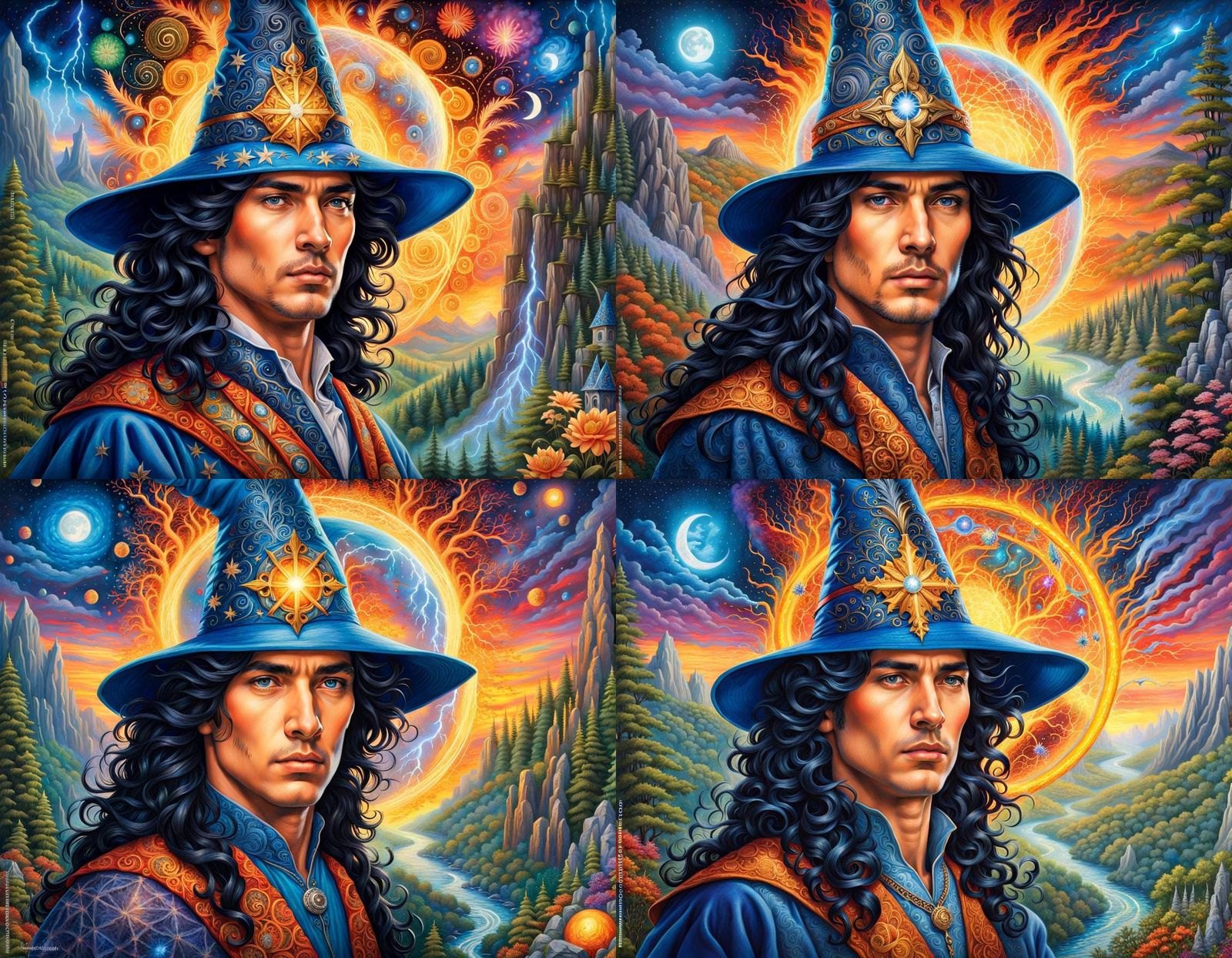 Very Closeup head and shoulders portrait of a handsome young wizard ...