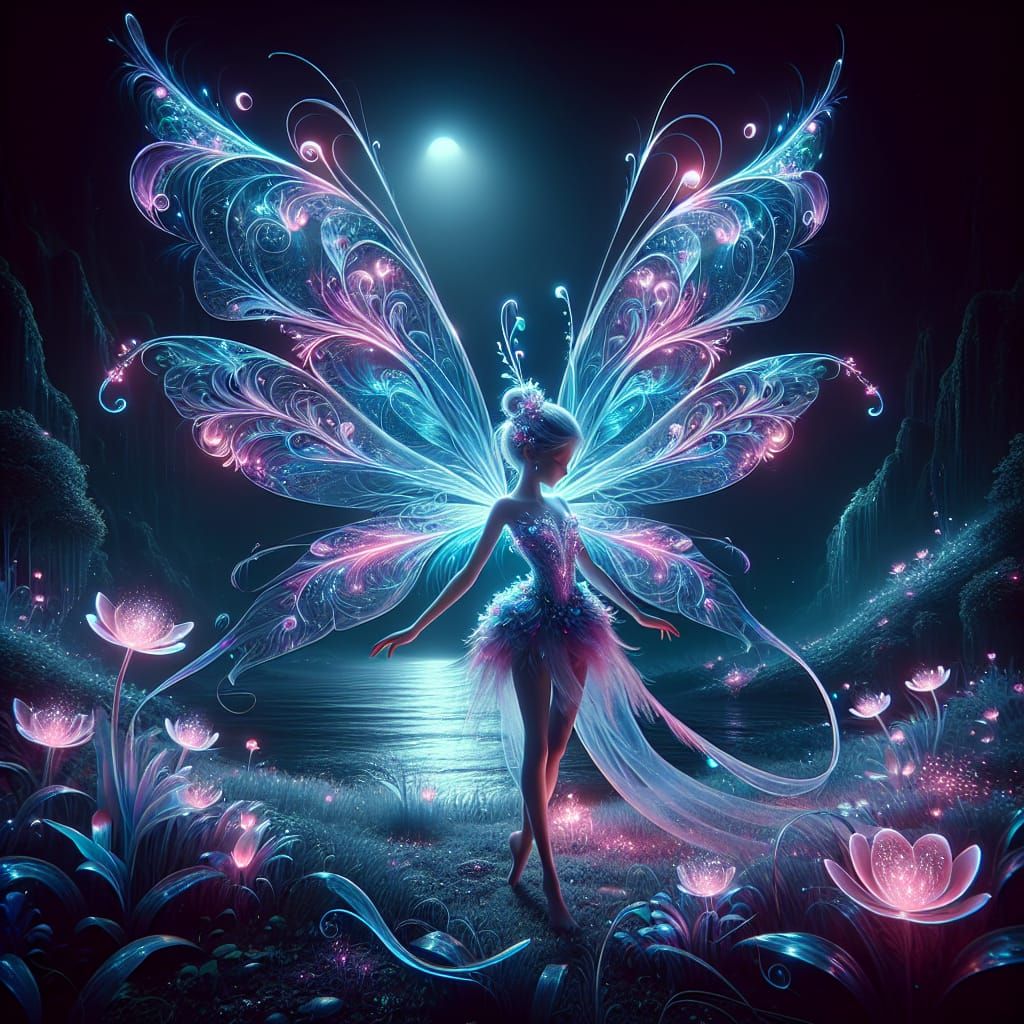 Neon fairy - AI Generated Artwork - NightCafe Creator