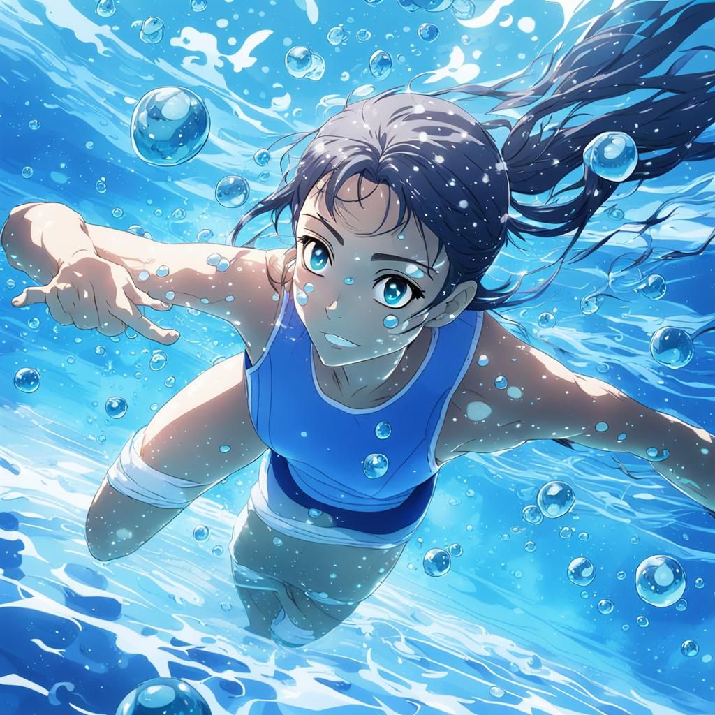 Blue water swim - AI Generated Artwork - NightCafe Creator