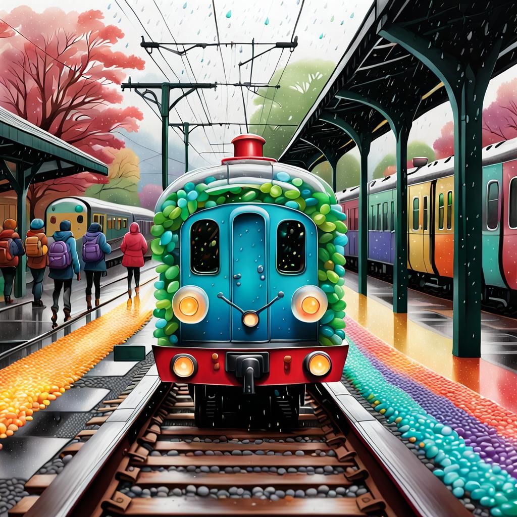 Jelly Bean Train - Vibrant Jelly Train Chugs Along a Colorfu...