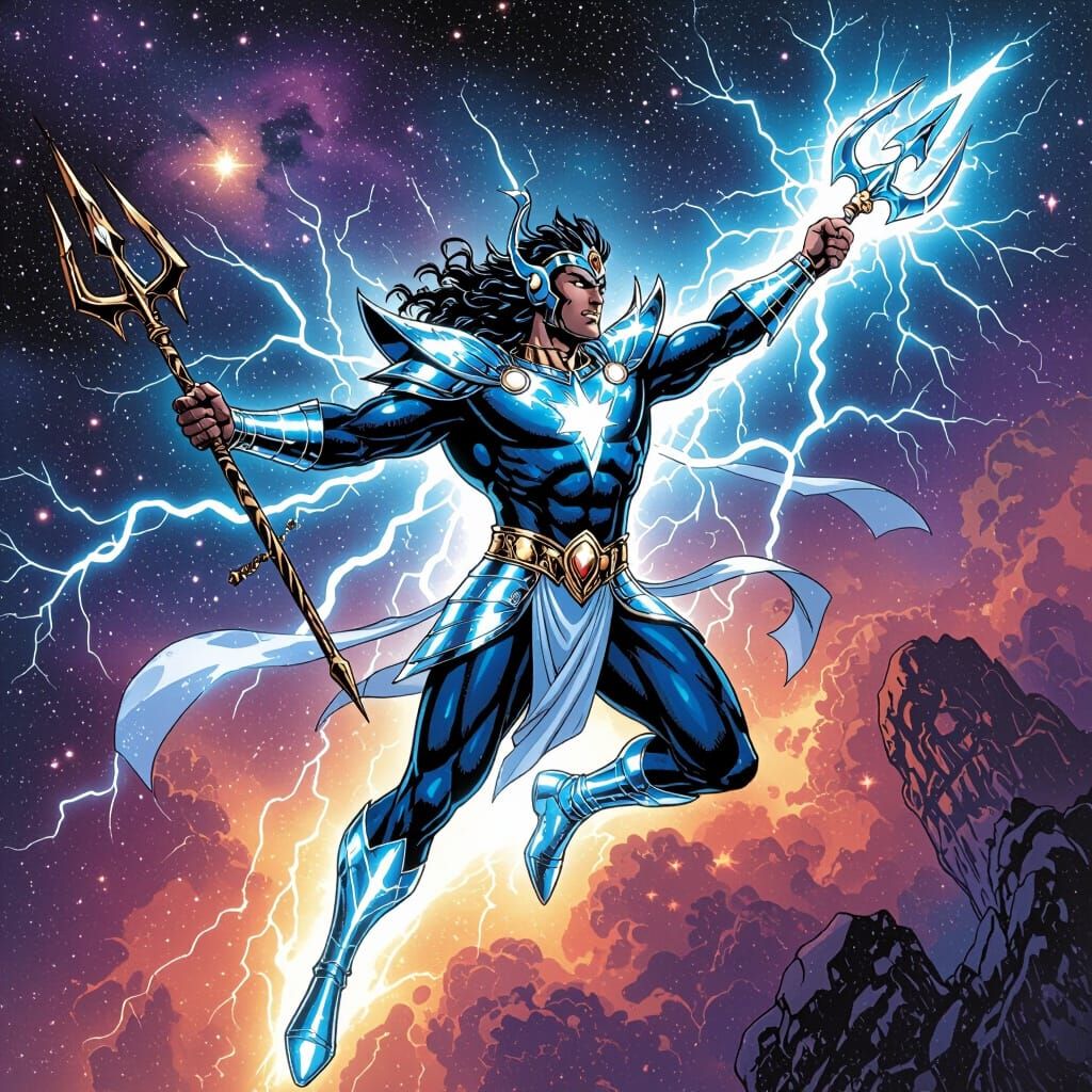Lord Indra as Cosmic Superhero in Alex Ross Style - AI Art