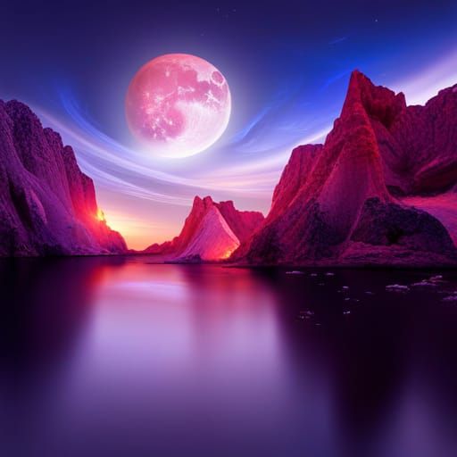 Night sky moonlight cosmos 8k beautiful colors fine details mesh ...