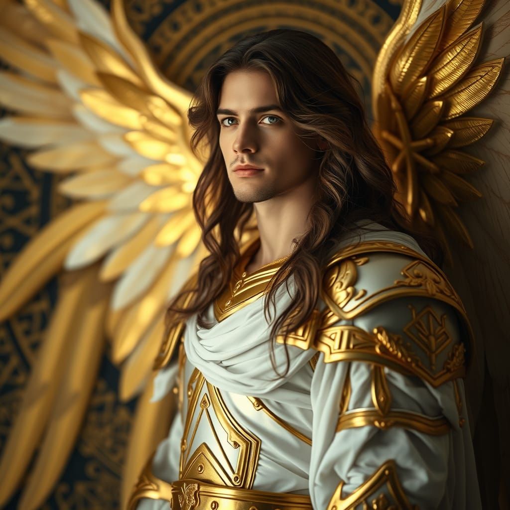 Spectral Angel of Light and Majesty in Golden Armo... - AI Art