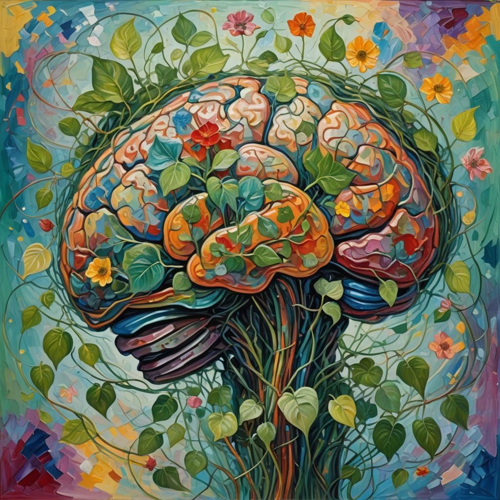 Brain Sprouts from Bindweed in Neo-Impressionist S... - AI Art