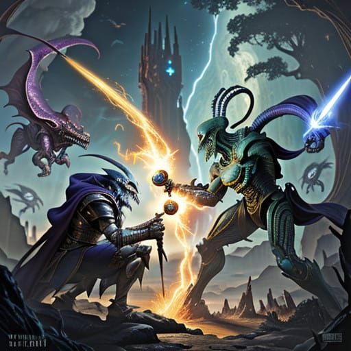 Epic Battle of Magic and Steel - AI Art