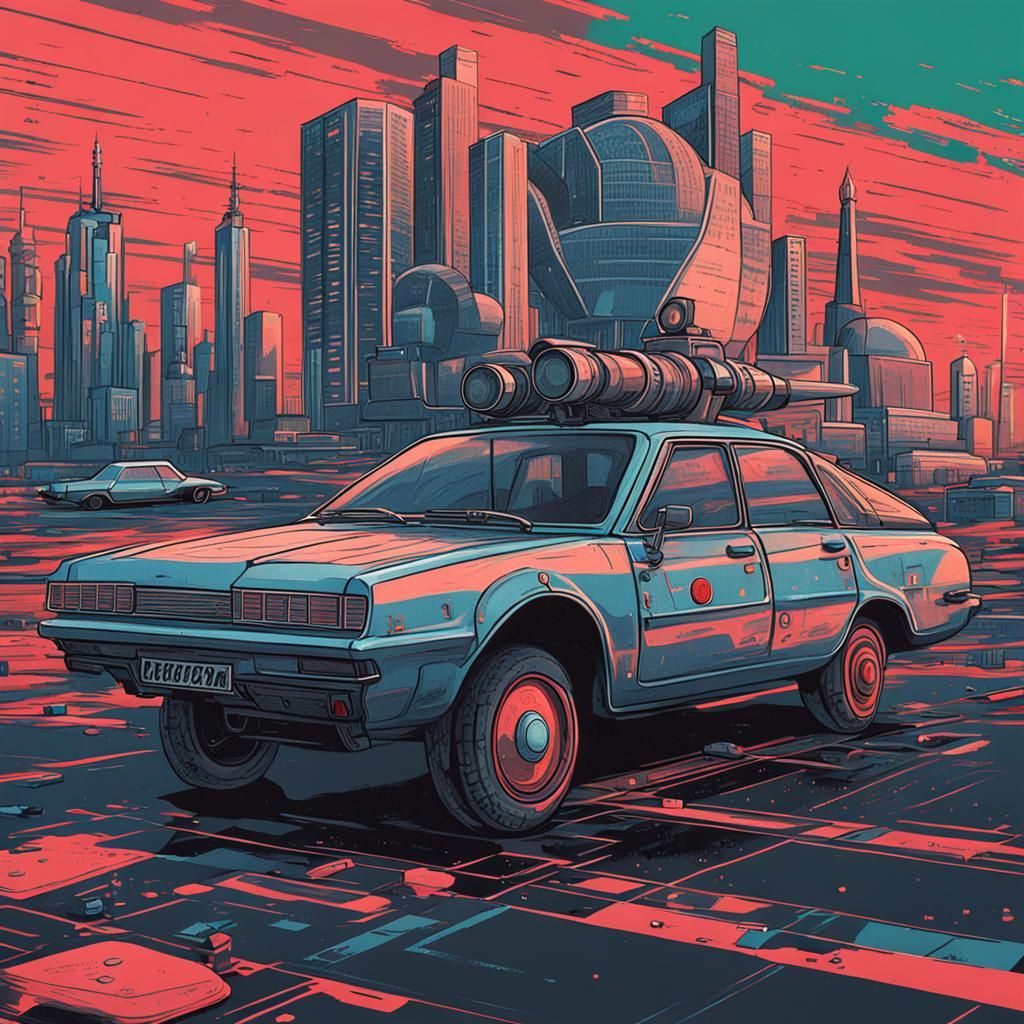 Soviet cyberpunk car - AI Generated Artwork - NightCafe Creator