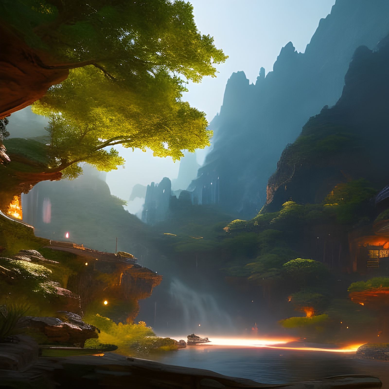 cave oasis, 8k resolution concept art by Greg Rutkowski dynamic ...