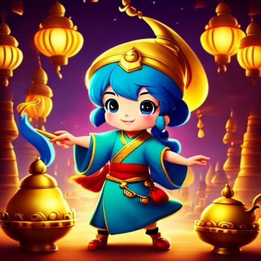 Genie, Pixar, Disney, Chibi, 8k resolution concept art - AI Generated ...